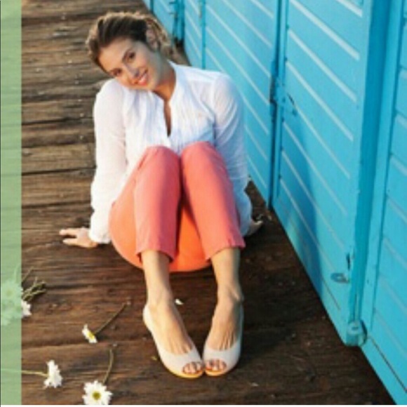 CROCS | Shoes | Crocs Carlie Peep Toe Flat Oystermango Color | Poshmark